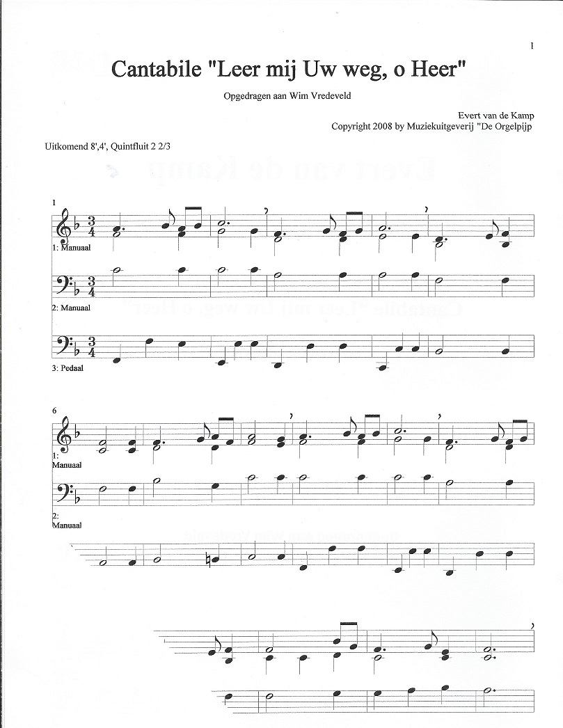 Evert van de Kamp | Deel 02 Cantabile Leer mij Uw weg, o Heer – Orgel Center Roosendaal